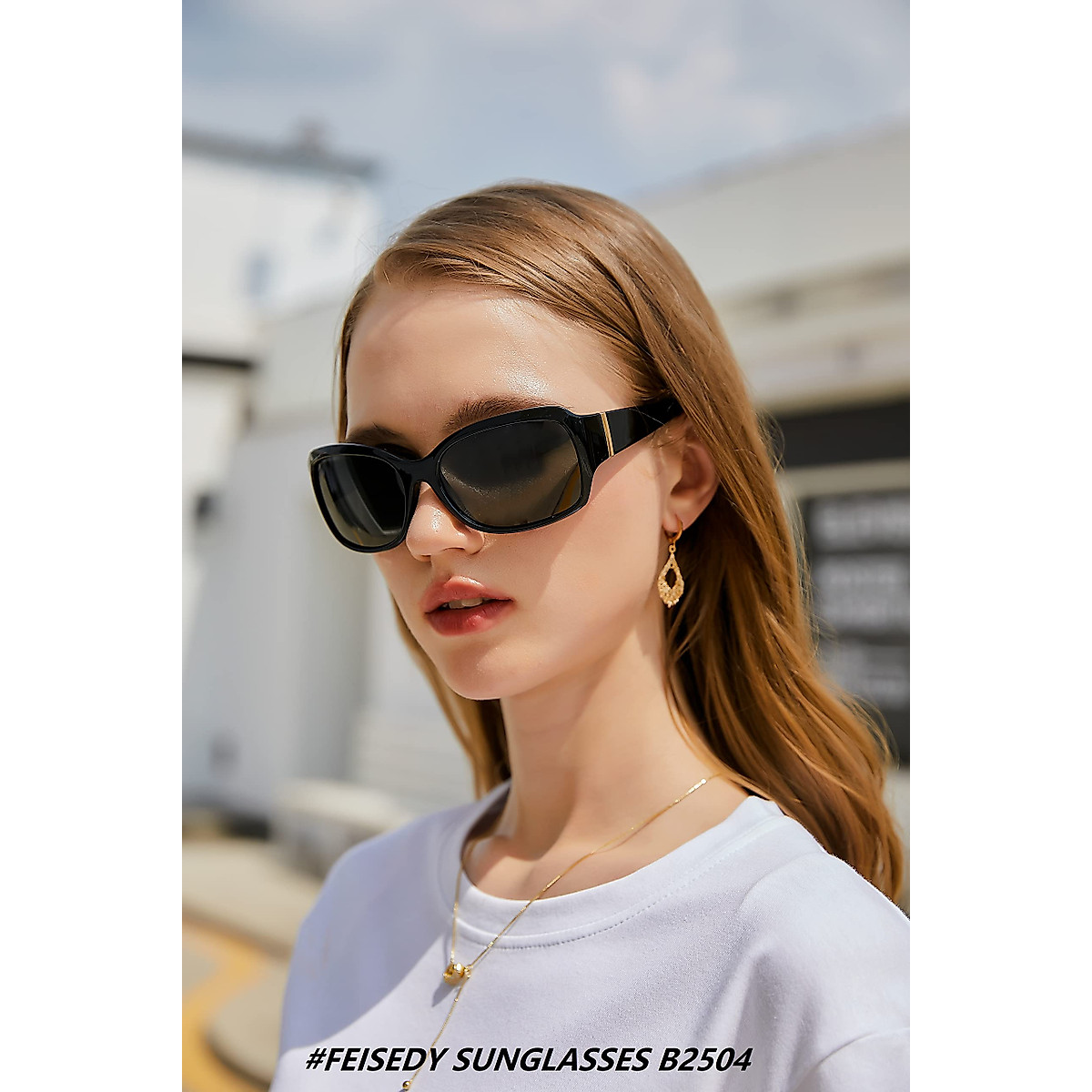 FEISEDY Classic Oversized Polarized Sunglasses Women Wrap Square Shades B2504