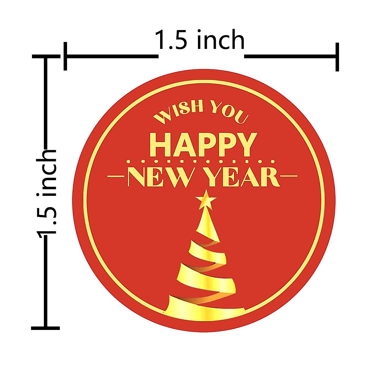 Happy New Year Stickers for Package Seals,Stickers for Cards Envelopes Package Boxes,1.5 Inch 500 Pcs