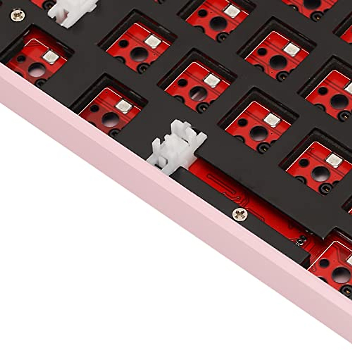 Naroote Modular Mechanical Gaming Keyboard, Wide Compatibility 61 Keys Mechanical Keyboard DIY Kit with ABS Shell RGB (Pink)