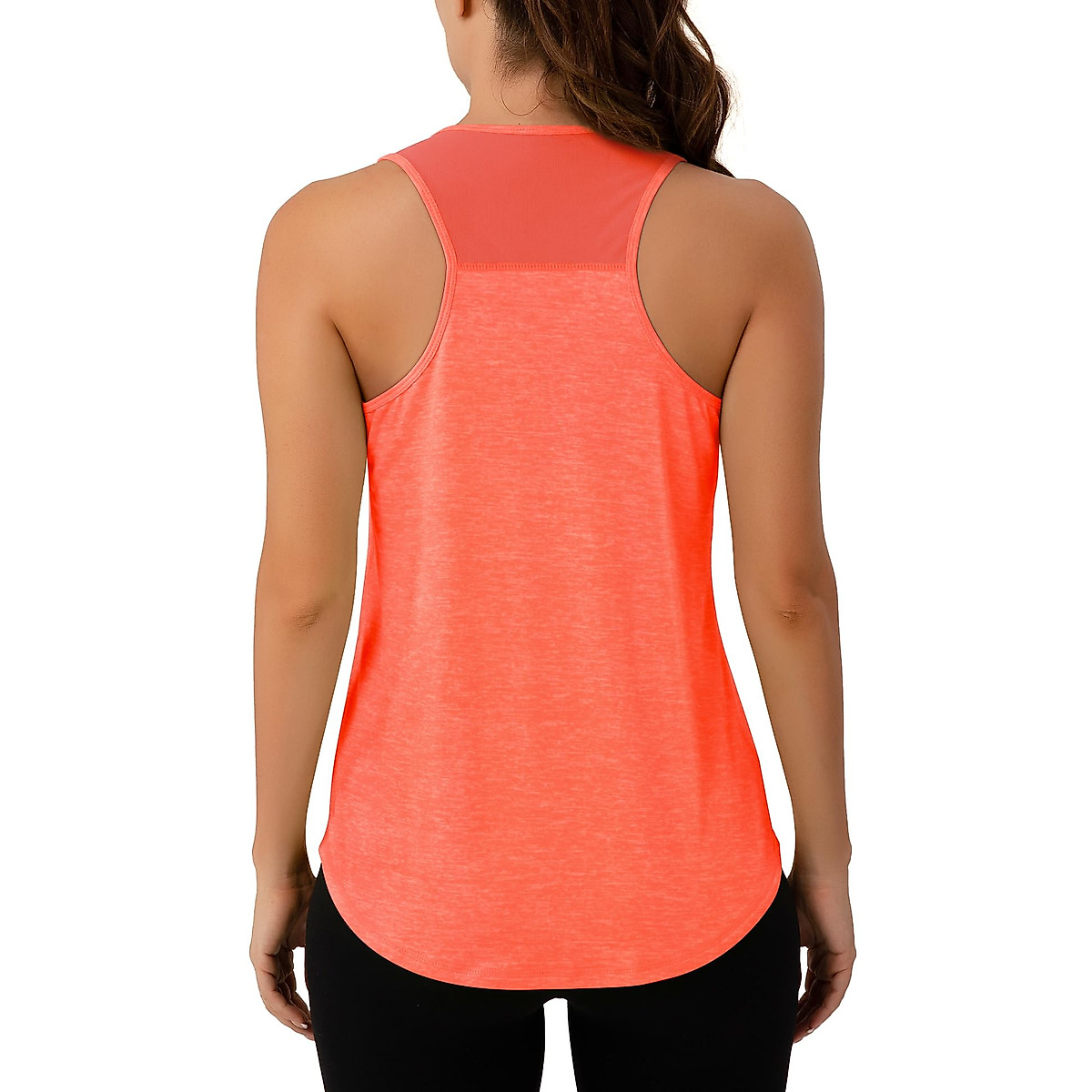 Aeuui Womens Workout Tops Mesh Racerback Tank Tops Sleeveless Yoga Athletic Running Shirts Gym Clothes for Women Orange