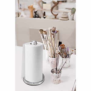 Kamenstein Perfect Tear Low Profile Stainless Steel Countertop Paper Towel Holder, One Handed Pull, No Unraveling, Weighted Base to Prevent Tipping, 13 Inch