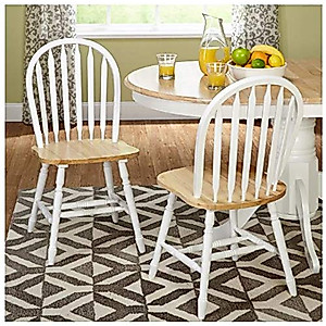 Target Marketing Systems, Inc. Set of 2 Carolina Windsor Classic Farmhouse Style Dining Chair (White/Natural)