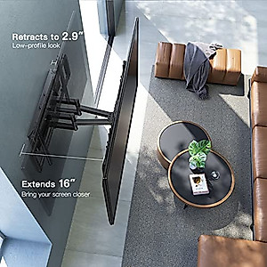 PERLESMITH Full Motion TV Wall Mount for 37-75 inch TVs, TV Mount with Smooth Swivel, Tilt, Extension, Dual Articulating Arms, Holds up to 100 lbs, Max VESA 600x400mm, 16" Wood Studs, PSLF10