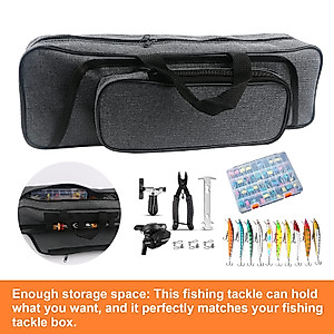 Hikary 43CM/17Inch Fishing Rod Bag Fishing Rod Case,Fishing Rod Reel Bag Organizer Fishing Travel Bag Portable Folding Fishing Pole Tackle Case Storage Bag (gray)