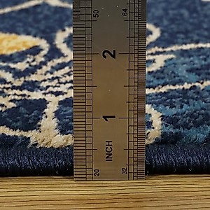 Zacoo Rugs for Living Room 8x10 Rug Modern Area Rug Floral Rug Bedroom Decor Floor Mats Ultra Soft Area Rug Large Non Slip Non Shedding Office Rug Aesthetic Rug for Nursery, Black/Navy/Gold 8'x10'