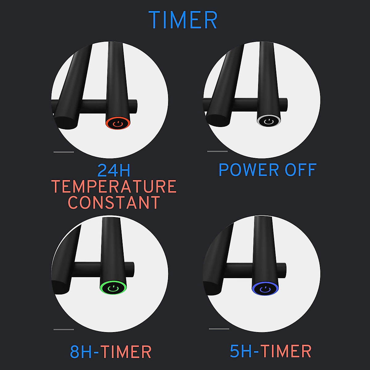 senplus Heated Towel Rack, Towel Warmer with Timer, Wall Mounted hot Towel Warmer Rack for Bathroom, Hardwired or Plug-in Models Vertical Towel Heater Black