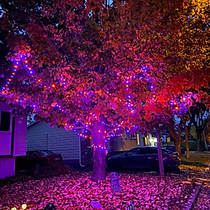 Joomer Orange Purple Halloween Lights 82FT 200 LED Connectable Halloween String Lights with 8 Modes Timer Waterproof Plug-In Orange Purple String Lights for Indoor Outdoor Halloween Decorations