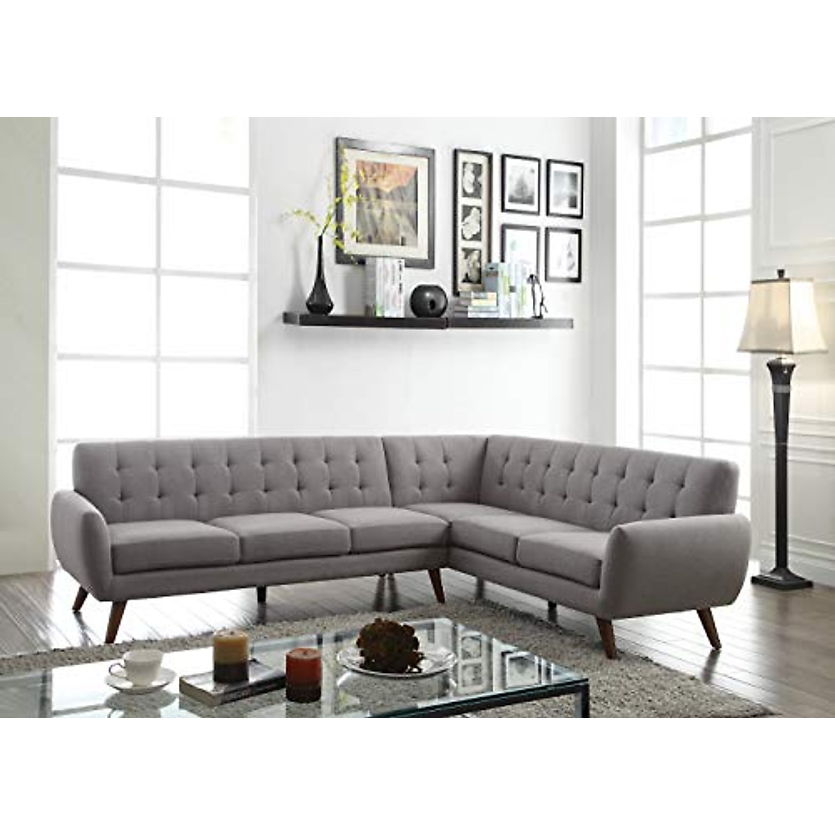 ACME FURNITURE Essick Sectional Sofa - 52765 - Light Gray Linen