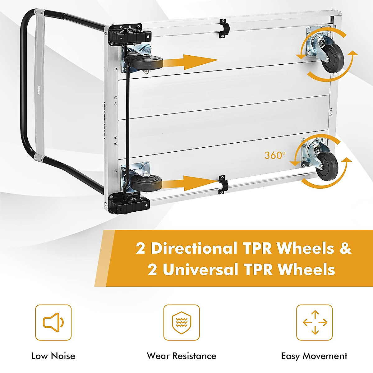 Goplus Folding Aluminum Platform Cart, 770 Lbs Moving Platform Truck Hand Cart with 360 Degree Swivel Wheels and Non-Slip Platform Surface, Flatbed Push Cart Dolly