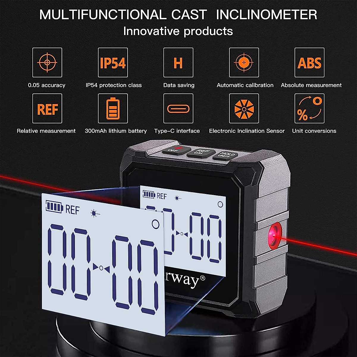 Digital Angle Finder with Laser - Magnetic Digital Angle Gauge Protractor,Cube Inclinometer with LCD Display for Accurate Measuring