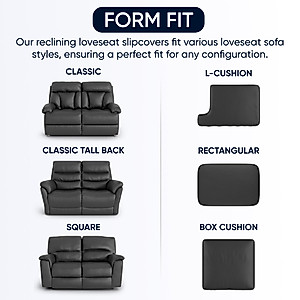 PAULATO BY GA.I.CO. Recliner Loveseat Cover - 2 Seater Recliner Slipcover - Soft Polyester Fabric Slipcover - 1-Piece Form Fit Stretch Furniture Protector - Mille Righe - Blue (Recliner Cover)