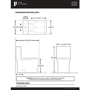 Fine Fixtures Dual-Flush Elongated One-Piece Toilet with High Efficiency Flush
