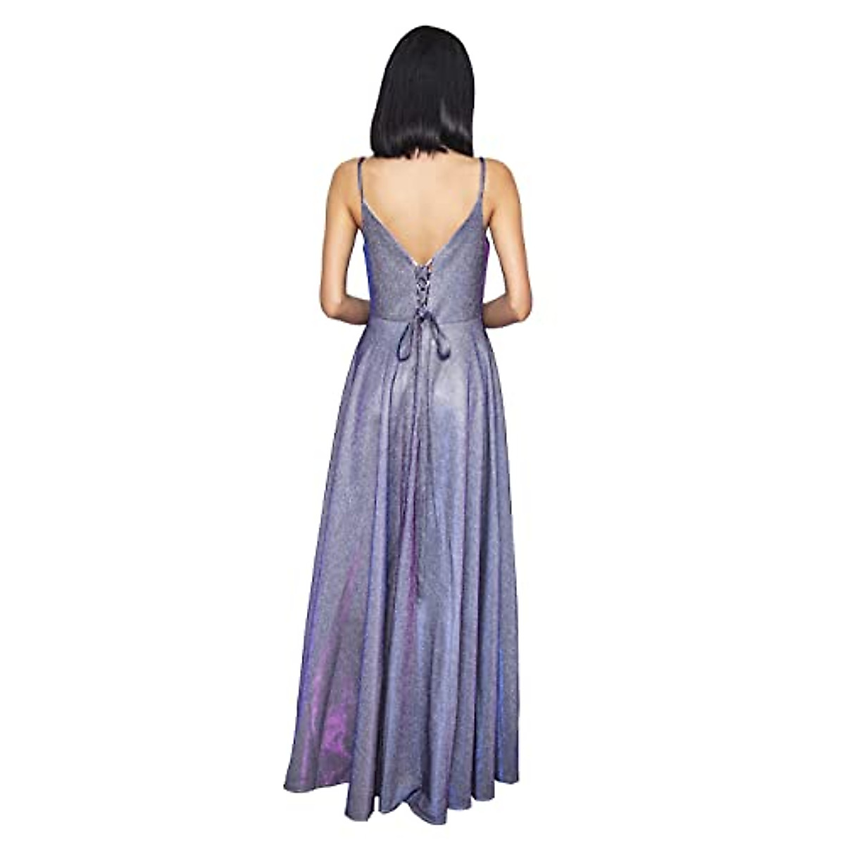 BOSJHD Shiny Gradient Strap Open Back Elegant Party Evening Dress（Purple,XX-Large）