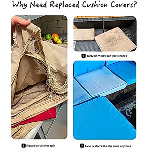 9 Pack Outdoor Patio Cushions Pillows Replacement Covers Fit for 5 Pieces 4-Seater Wicker Rattan Furniture Conversation Set Sectional Sofa Chair,Water-Resistant Fadeless,Burgundy-Cover Only