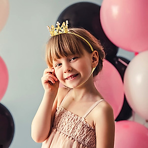 Gold Baby Crown Baby Tiara Baby Crown Headband Crystal Crown Hair Belt for Little Girl Infant Princess Tiaras Birthday Elastic Hair Band for Photography Headband Props