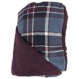 Biddeford Blankets Micro Plush Electric Heated Blanket with Digital Controller, Throw, Burgundy/Grey Plaid