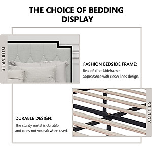 AGARTT Upholstered Platform Queen Size Bed Frame with Headboard Premium Stable Wood Slat Support No Box Spring Required Light Grey