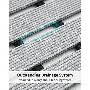 Shower-Mat Non Slip, PADOOR Heavy Duty Bathtub-Mat Curlable Quick Drain Sturdy Bath Tub Mat Without Suction Cups for Indoor Outdoor Use 17x26 Inch Grey