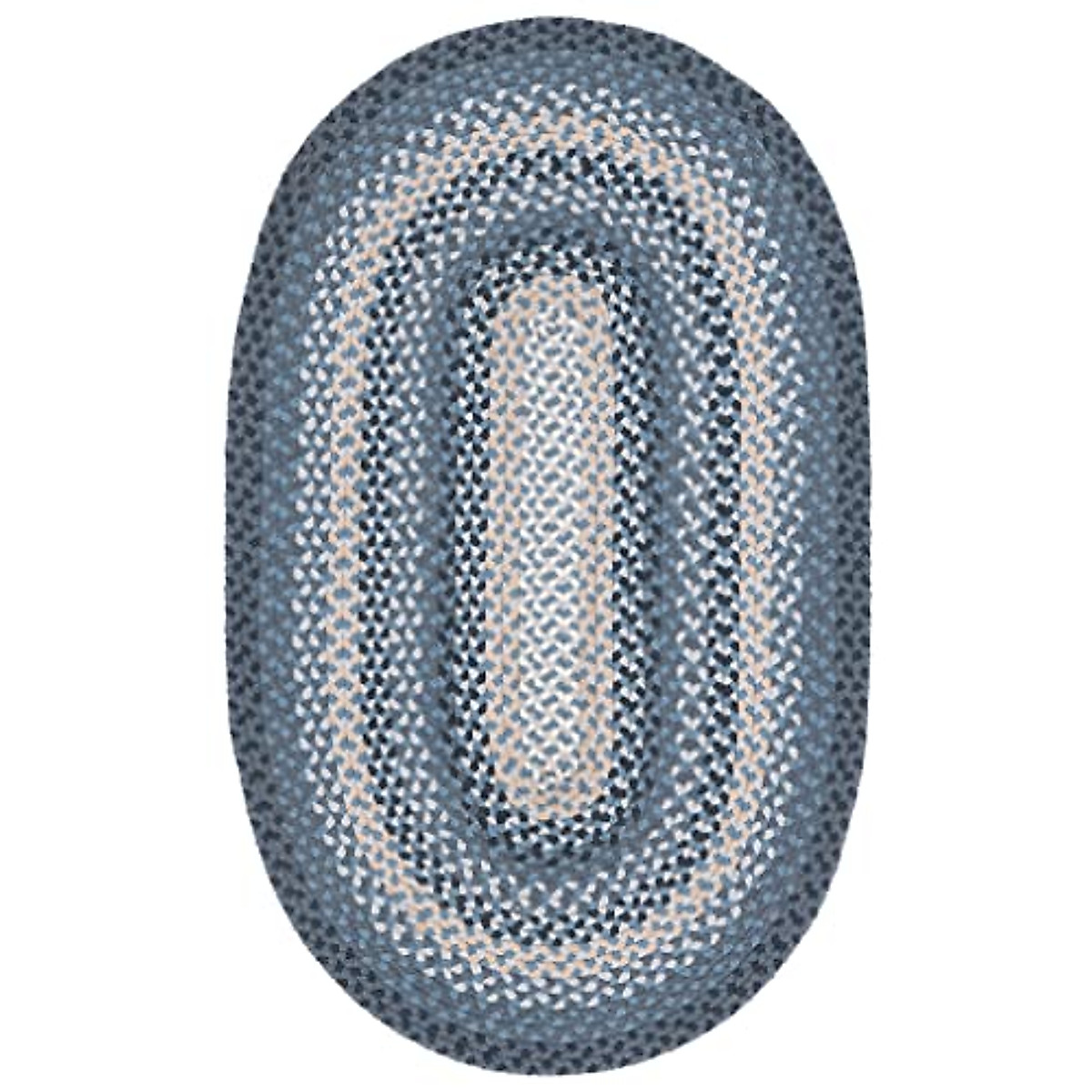 SAFAVIEH Braided Collection Area Rug - 4' x 6' Oval, Dark Grey & Blue, Flat Weave Reversible Cotton Design, Easy Care, Ideal for High Traffic Areas in Living Room, Bedroom (BRD651H)