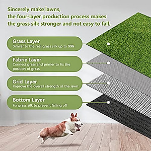 Loytryal 39.4 x 31.5 Inches Fake Grass Pee for Dogs Artificial Grass Rug Turf for Puppy Potty Training Washable Grass Mat Pee Grass for Dog Potty Tray