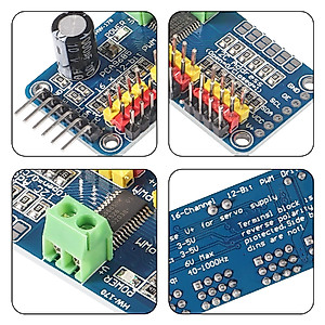 Alinan 2pcs PCA9685 16 Channel 12 Bit PWM Servo Motor Driver Board I2C IIC Module IIC Interface