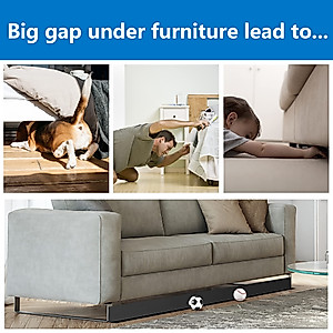 118" Cuttable Under Couch Bed Blocker,Under Sofa Toy Blockers for Pets,Stop Things from Going Under Sofa,King Size Bed and Other Furniture - Hard Surface Floors Only (Black)