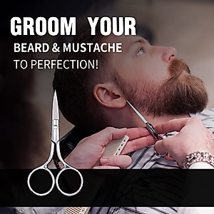 Eyebrow Scissors, Small Scissors for Hair, Eyebrows, Nose Hair, Beard, Eyelashes, Cuticle. Stainless Steel Fine Straight Tip Nose Hair Scissors -ASONTAO (1Pcs Eyebrow Scissors)