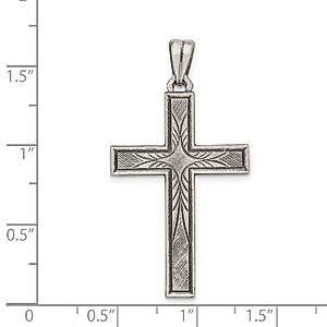 Sterling Silver Antiqued Polished and Brushed Latin Cross Pendant QQC8262