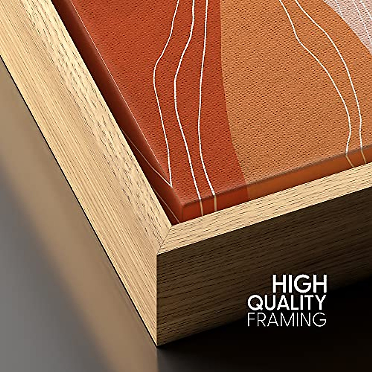 SIGNFORD Framed Canvas Print Wall Art Shining Sun Over The Orange & Red Hills Abstract Wilderness Digital Art Modern Art Rustic Scenic Multicolor for Living Room, Bedroom, Office - 24"x36" Natural