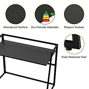 EE EUREKA ERGONOMIC Folding Desk 41 inch, Home Office Portable Folding Computer Desk for Small Space, No-Assembly Black
