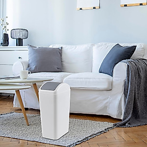 Lesbin 3.5 Gallon Plastic Trash Can with Swing Lid, Swing Top Garbage Can, Gray