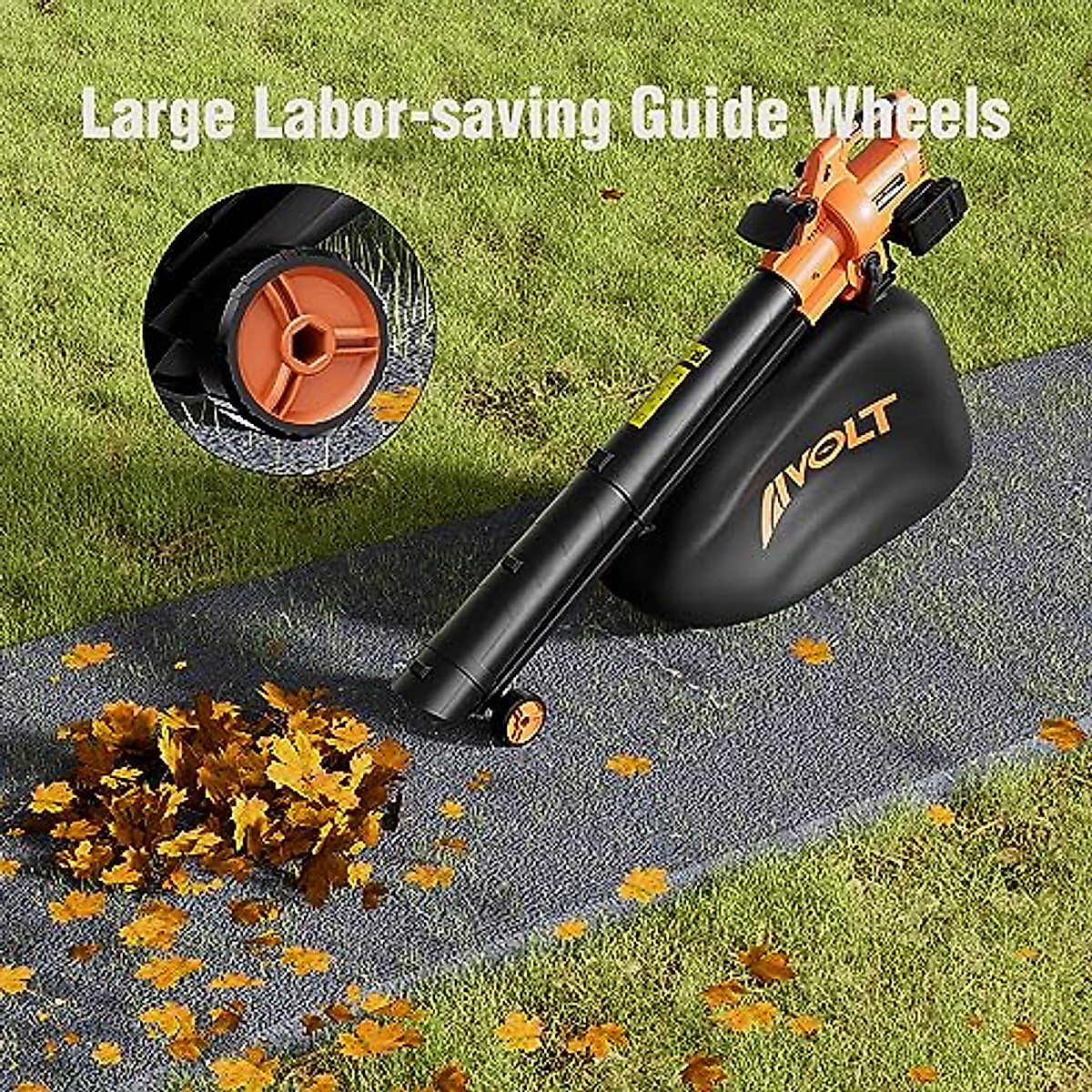 AIVOLT 40V Cordless Leaf Blower Vacuum Battery Powered, 600CFM 150MPH 3 in 1 Leaf Blower, Vacuum, Mulcher with Shoulder Strap and 2 Wheels for Lawn Care and Leaves Blowing