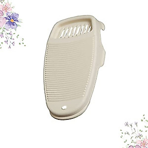 DOITOOL Small Wash Basin Plastic Washboard Hand Washing Board: Non Slip Underwear Wash Board Khaki Hand Washing Clothes Tool for Manual Clothing Laundry Cleaning Tool Hand Underwear Washboard
