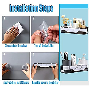 Potenco Shower Caddy Shelf Organizer Storage 2 Pack, Wall Adhesive Shower Holder for Shampoo No Drilling, Rustproof Storage Rack Shower Shelf Suction Removable for Bathroom Kitchen Bedroom