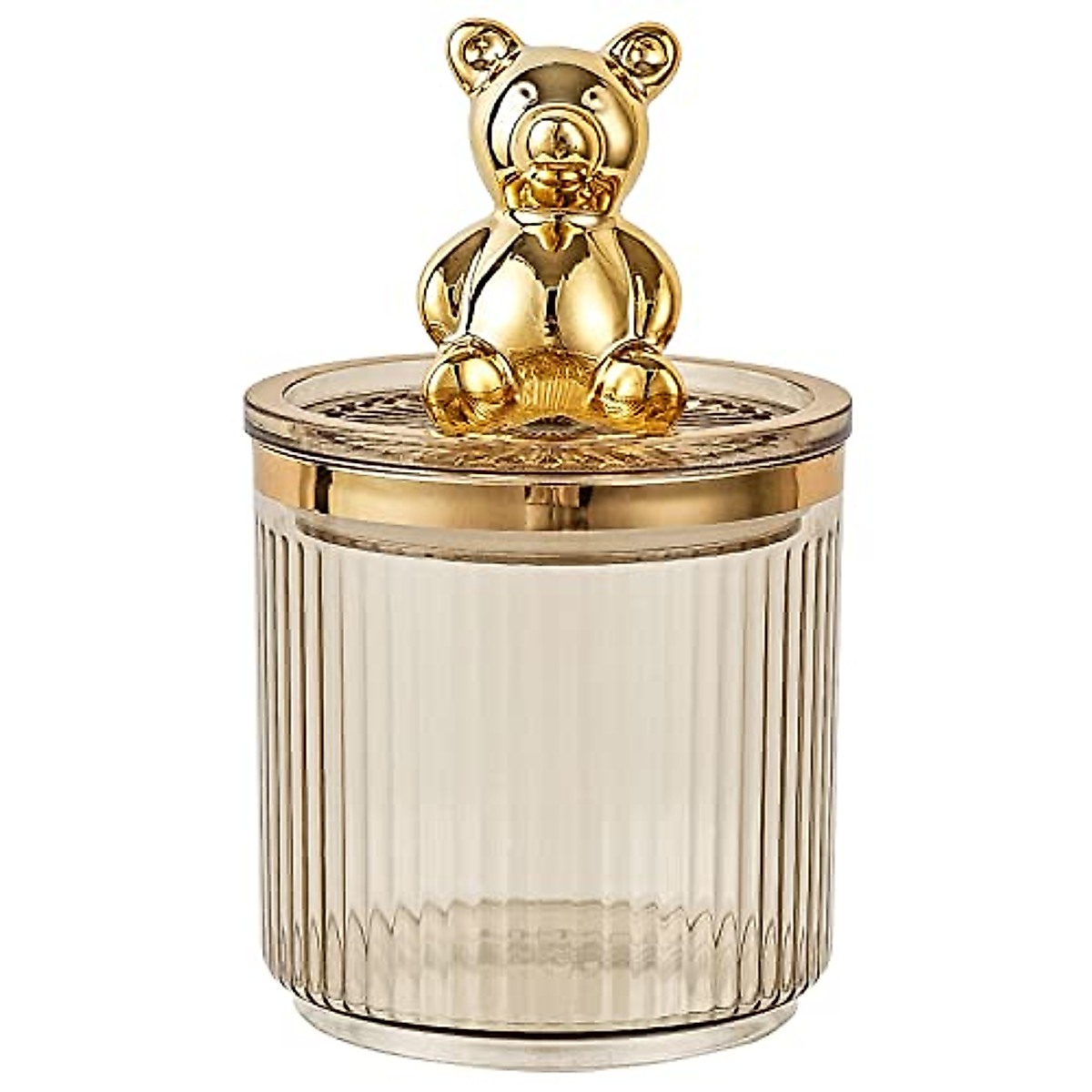 DASITON Bear Qtip Holder,Cotton Swab Holder,Bathroom Counter Organizer Containers Dispenser,for Cotton Rounds Pads Cotton Ball,Cotton Swab,Hair Clips,Ball Pad,tampon storage(Coffee