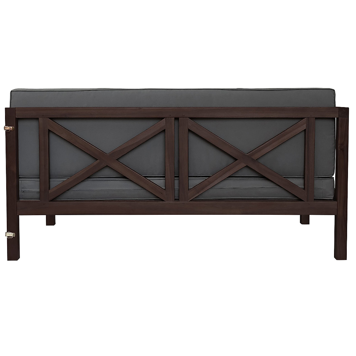 EMKK 4 Pcs Outdoor Furniture Sectional PE Rattan Wicker Patio Conversation Cushions and Table X-Back Sofa Set, Lshaped Brown+Gray