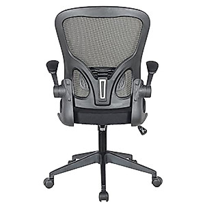 LeisureMod Newton Modern Adjustable Height Mesh Office Swivel Desk Chair with Flip Up Armrest, Black