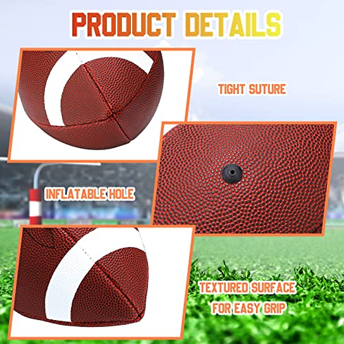 Jerify Composite Leather Footballs Official Size Composite Leather Balls Composite Leather Inflatable Footballs with Pump Indoor Outdoor Footballs Bulk for Training and Recreational Play (9 Pcs)