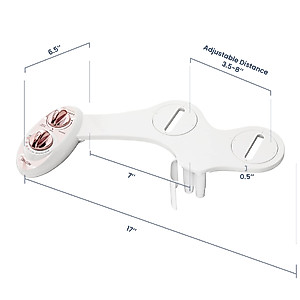 LUXE Bidet NEO 185 - Self-Cleaning, Dual Nozzle, Non-Electric Bidet Attachment for Toilet Seat, Adjustable Water Pressure, Rear and Feminine Wash (Rose Gold)