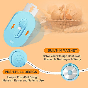 Xlajiao Magnetic Bread Lame Dough Scoring Tool, Professional Extractable Sourdough Scoring Tool, for Sourdough Bread Making & Bread Baking Tools, Sourdough Starter Kit, Included 5 Razor Blades