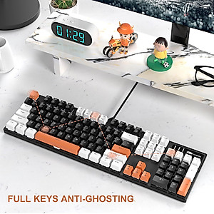MageGee Mechanical Gaming Keyboard, 104 Keys White Backlit Keyboard with Brown Switches, USB Wired Mechanical Computer Keyboard for Laptop, Desktop, PC Gamers (White & Black)