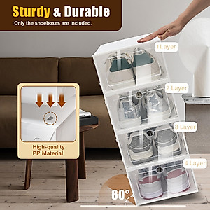 LIYUANJUN Stackable Shoe Box, 24Pcs Shoe Storage Box Shoe Sneaker Organizer DIY Shoe Stand Containers for Women Men Putting Slippers Boots in Living Room Hallway Transparent