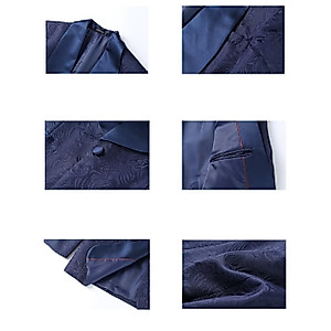 Tuxedo for Men Slim Fit 3 Piece Suit with Bow Tie Shawl Lapel Jacquard Floral Tuxedo Suits for Man Burgundy Size L