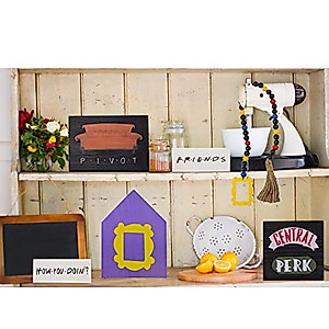 9 Pieces Friends Tiered Tray Decor Set Friends TV Show Gift Wooden Rustic Modern Decor Items Friends TV Show Merchandise Friends Theme Mini Wooden Signs for Kitchen Table Decoration