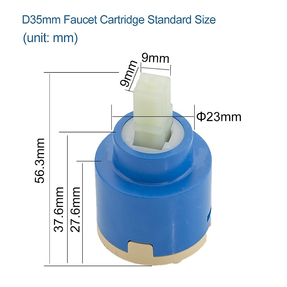 XUCHUAN Diameter 35mm Ceramic Faucet Cartridge Replacement for Single Handle Kitchen Basin Shower Faucet Part, Ceramic Faucet Valve