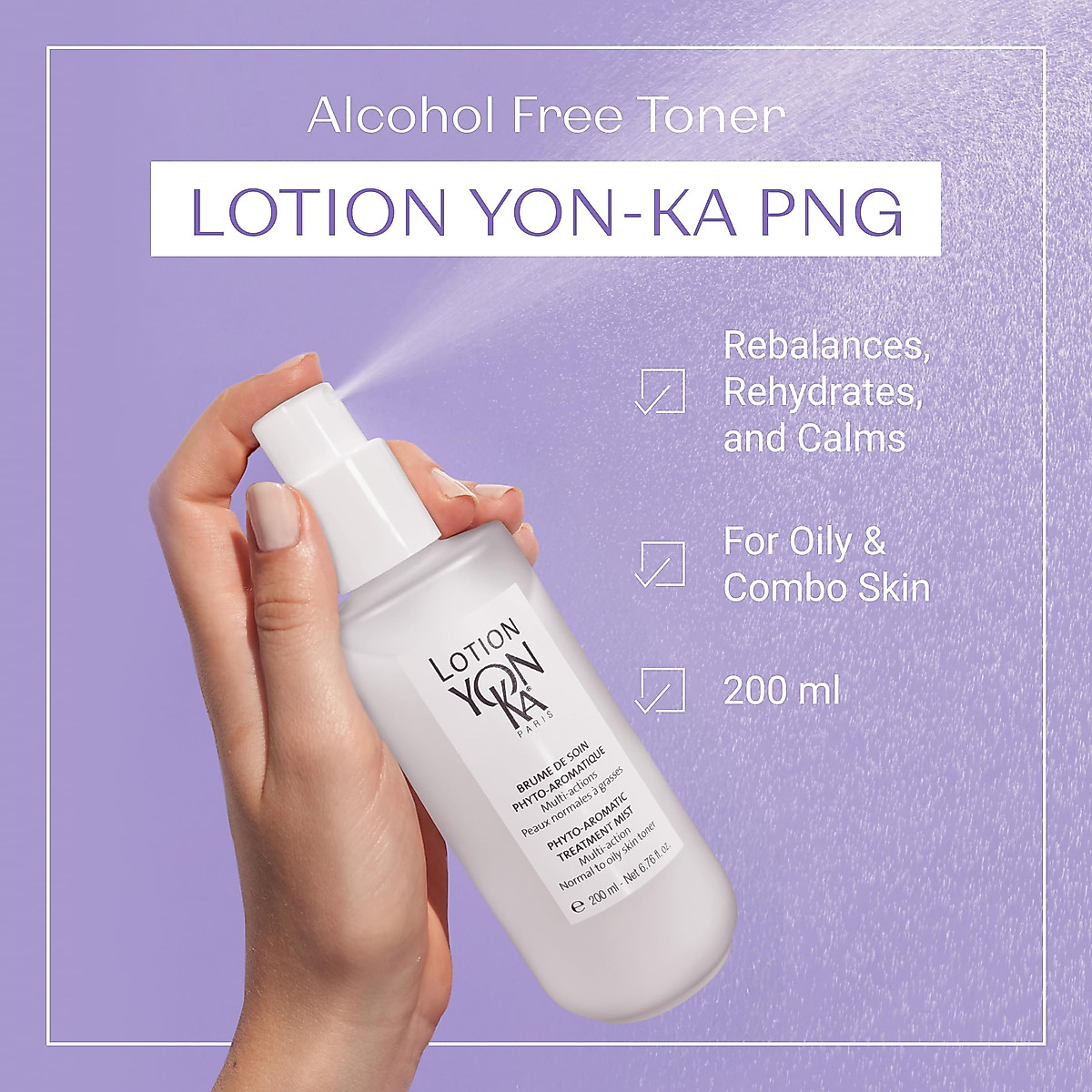 Yon-Ka Lotion PNG Hydrating Face Toner (Oily & Normal Skin) Daily Purifying Face Mist, Refreshing Natural Skin Toner with Essential Oils, Alcohol-Free and Paraben-Free (6.7 oz)