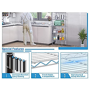 5-Tier Metal Wire Shelving Unit Kitchen Shelf Organizer Kitchen Storage Rack Utility Shelf Snack Shelf, NSF Certified Storage Shelves for Storage, Garage Shelving Storage Shelf Pantry Shelves