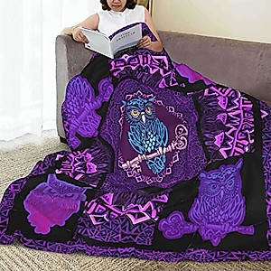 Owl Throw Cute Cartoon Animal Blanket Ultra Soft Warm Cozy Lightweight Microfiber Blankets Flannel Sherpa Fuzzy Plush Throws for Sofa Couch Bedding All Season 60"x50"