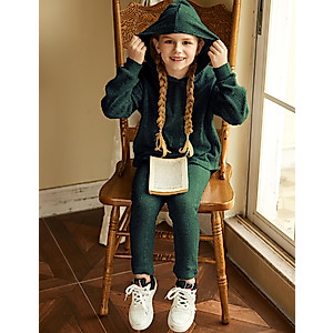 Arshiner Kids Clothing Set 2 Piece Outfits for Girls Rib-Knit Sweatsuits Cute Pullover Sweatshirt and Sweatpants Kids Tracksuits