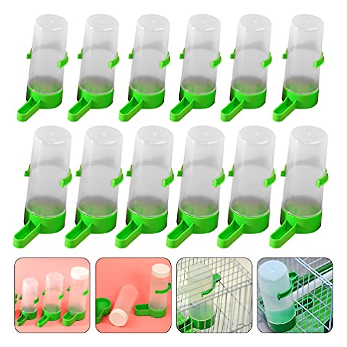 balacoo Bird Water Dispenser 20Pcs Automatic Bird Water Feeder Plastic Bird Water Dispenser Drinker Container Food Dispenser Hnging for Cage Pet Parrot Budgie Lovebirds Cockatiel Drinking Bird